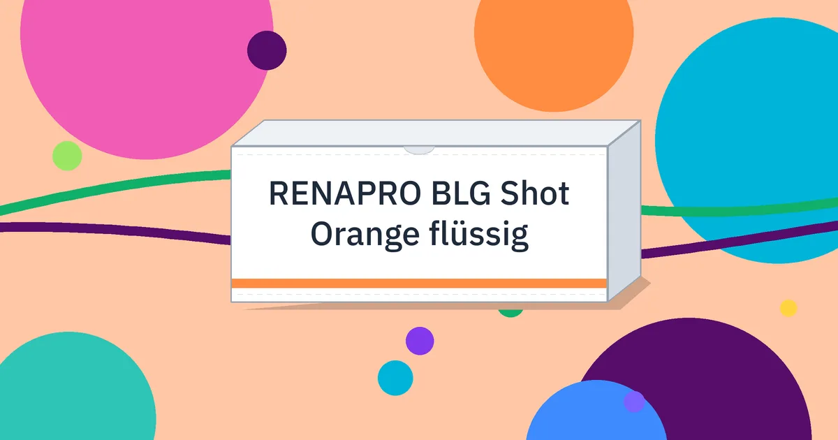 Symbolbild: Packung mit der Aufschrift RENAPRO BLG Shot Orange flüssig (PZN 20580620) – Verfügbarkeit und Bezug in Apotheken in Frankfurt am Main