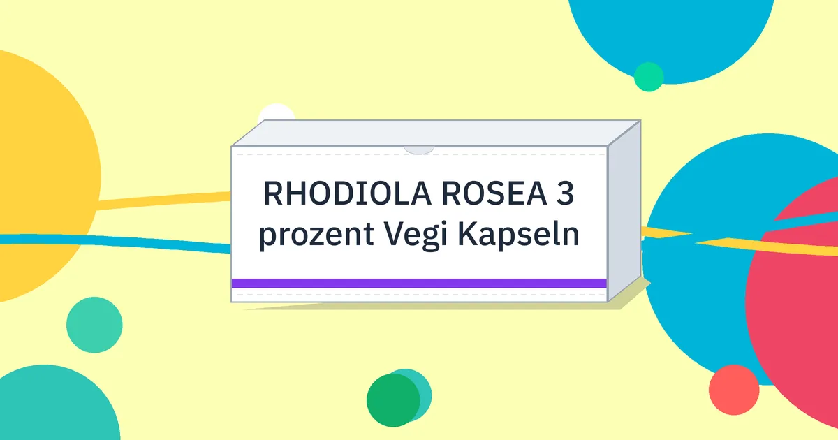 Symbolbild: Packung mit der Aufschrift RHODIOLA ROSEA 3 prozent Vegi Kapseln (PZN 03868779) – Verfügbarkeit und Bezug in Apotheken in Frankfurt am Main