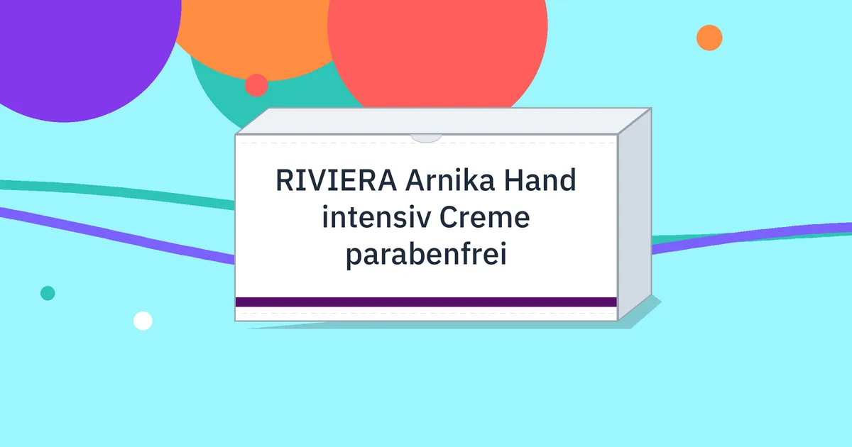 Symbolbild: Packung mit der Aufschrift RIVIERA Arnika Hand intensiv Creme parabenfrei (PZN 11015281) – Verfügbarkeit und Bezug in Apotheken in Frankfurt am Main