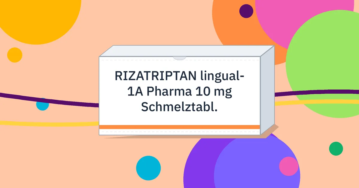 Symbolbild: Packung mit der Aufschrift RIZATRIPTAN lingual-1A Pharma 10 mg Schmelztabl. (PZN 00015450) – Verfügbarkeit und Bezug in Apotheken in Frankfurt am Main