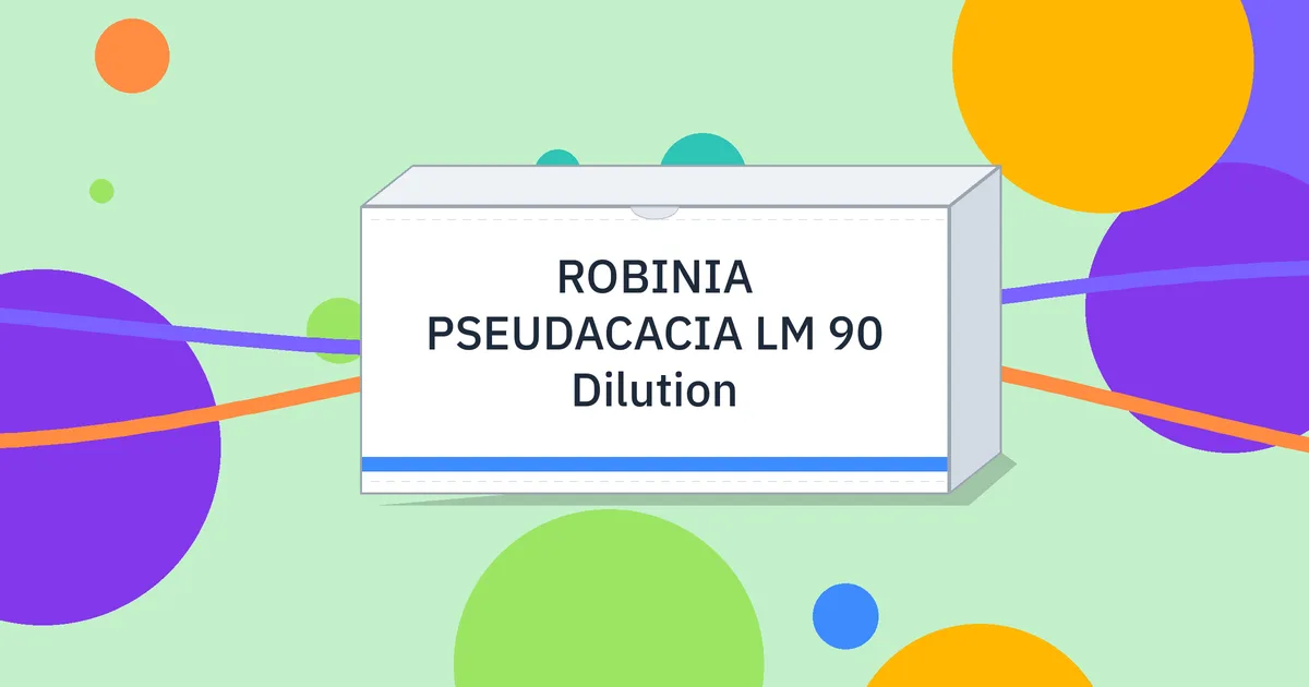 Symbolbild: Packung mit der Aufschrift ROBINIA PSEUDACACIA LM 90 Dilution (PZN 13055184) – Verfügbarkeit und Bezug in Apotheken in Frankfurt am Main
