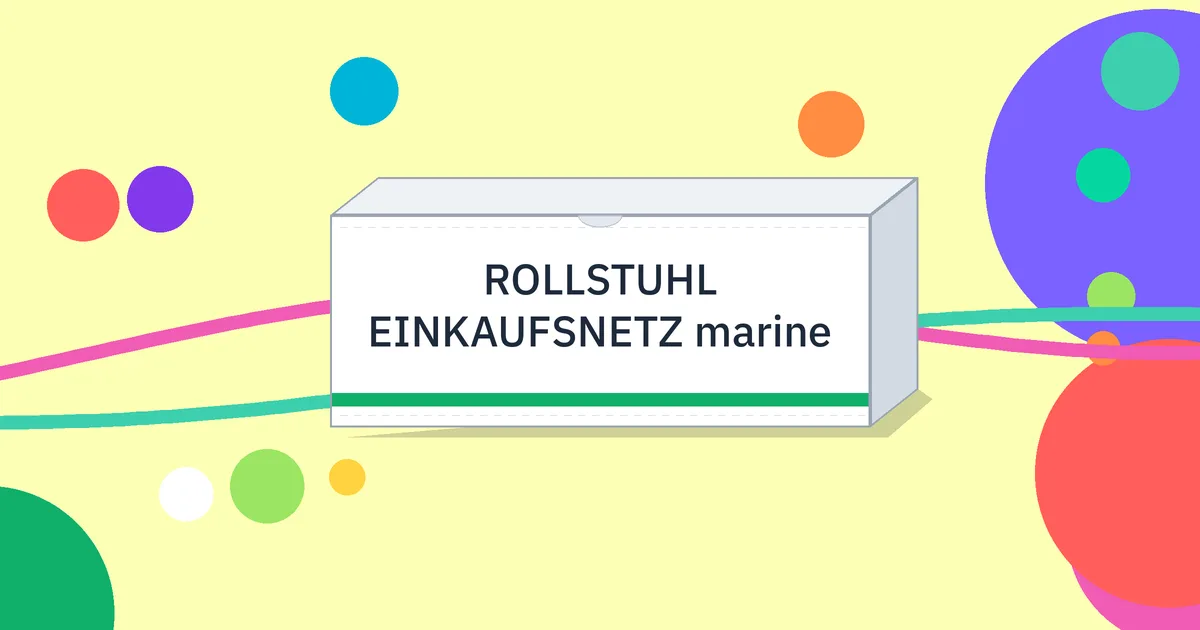 Symbolbild: Packung mit der Aufschrift ROLLSTUHL EINKAUFSNETZ marine (PZN 03818310) – Verfügbarkeit und Bezug in Apotheken in Frankfurt am Main