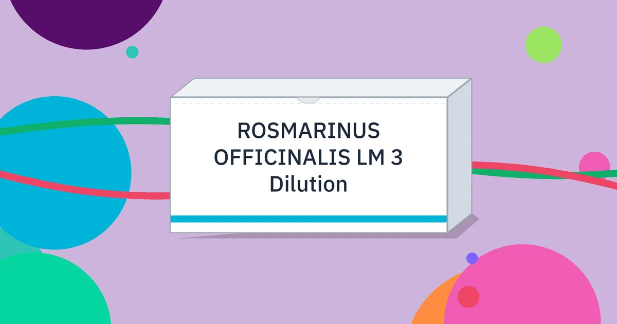 Symbolbild: Packung mit der Aufschrift ROSMARINUS OFFICINALIS LM 3 Dilution (PZN 13680456) – Verfügbarkeit und Bezug in Apotheken in Frankfurt am Main