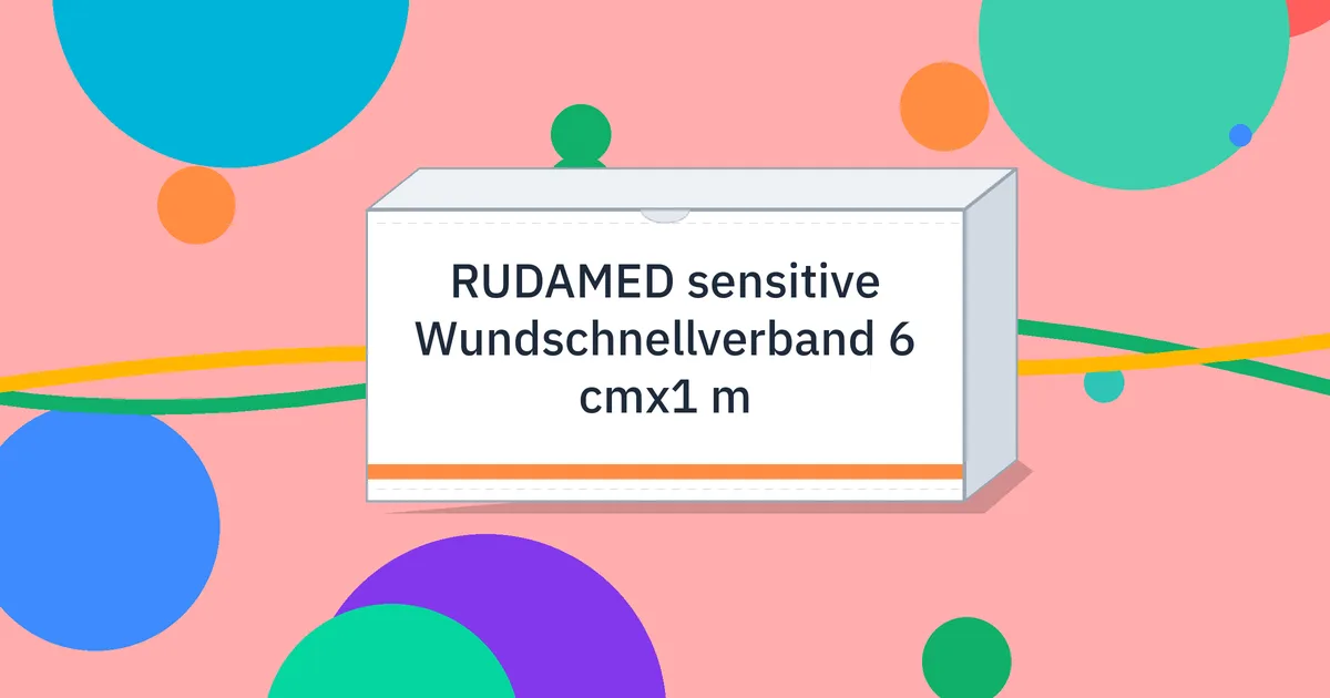 Symbolbild: Packung mit der Aufschrift RUDAMED sensitive Wundschnellverband 6 cmx1 m (PZN 15892636) – Verfügbarkeit und Bezug in Apotheken in Frankfurt am Main