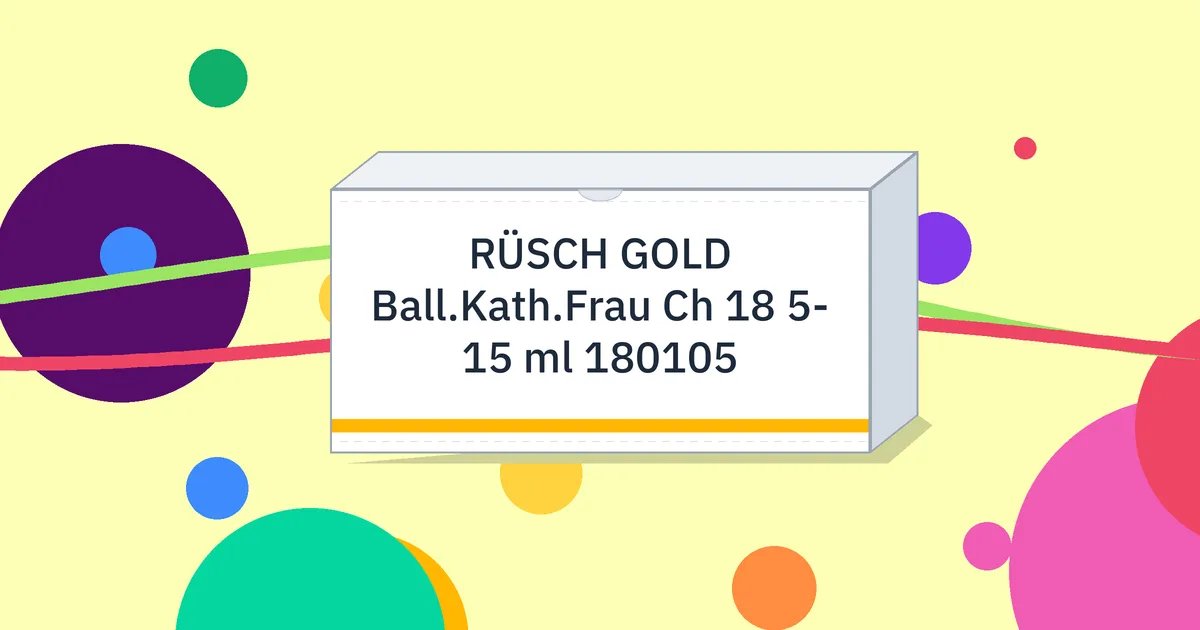 Symbolbild: Packung mit der Aufschrift RÜSCH GOLD Ball.Kath.Frau Ch 18 5-15 ml 180105 (PZN 03091380) – Verfügbarkeit und Bezug in Apotheken in Frankfurt am Main