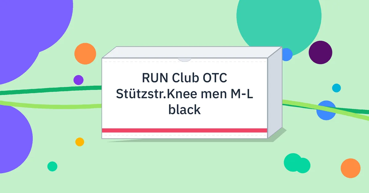 Symbolbild: Packung mit der Aufschrift RUN Club OTC Stützstr.Knee men M-L black (PZN 20524343) – Verfügbarkeit und Bezug in Apotheken in Frankfurt am Main