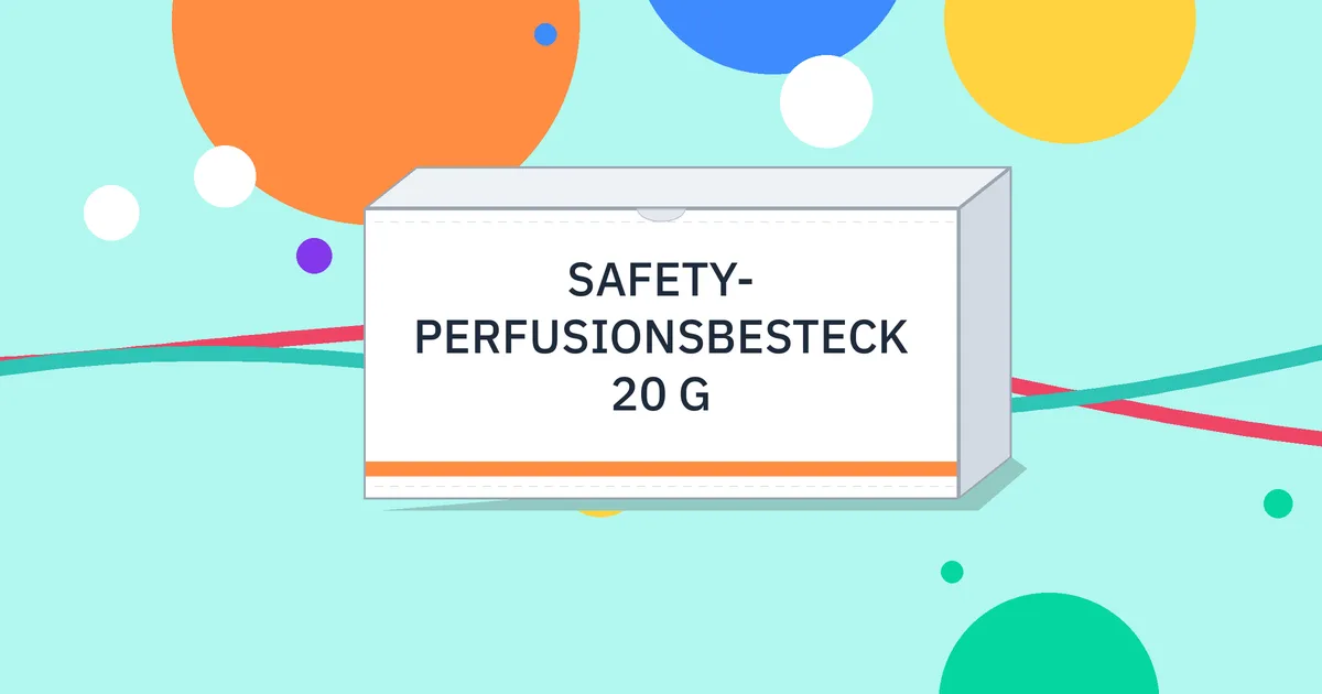 Symbolbild: Packung mit der Aufschrift SAFETY-PERFUSIONSBESTECK 20 G (PZN 02087353) – Verfügbarkeit und Bezug in Apotheken in Frankfurt am Main