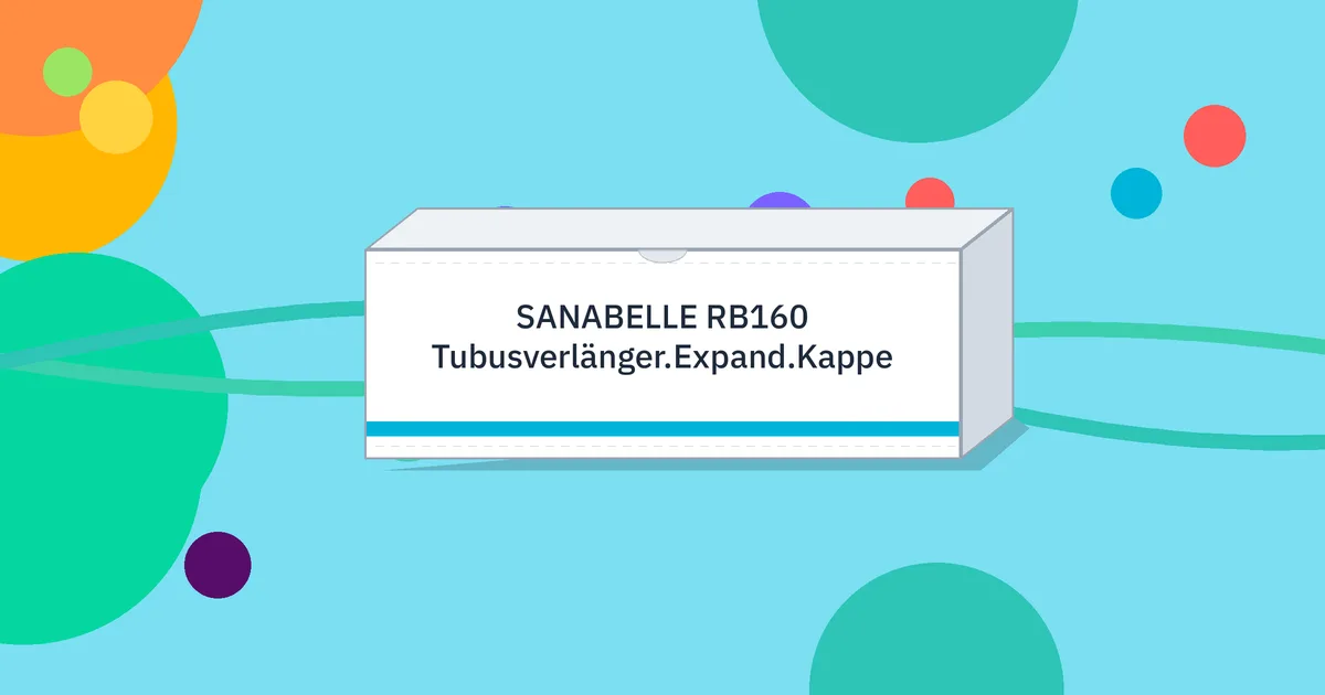 Symbolbild: Packung mit der Aufschrift SANABELLE RB160 Tubusverlänger.Expand.Kappe (PZN 08818591) – Verfügbarkeit und Bezug in Apotheken in Frankfurt am Main