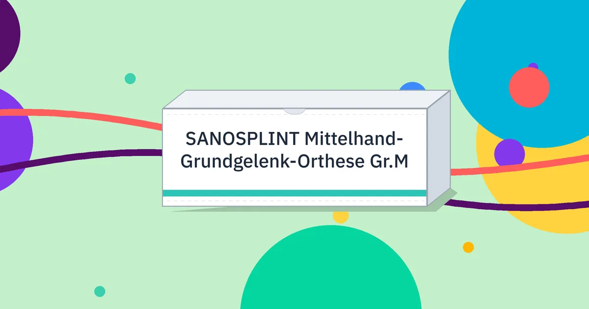 Symbolbild: Packung mit der Aufschrift SANOSPLINT Mittelhand-Grundgelenk-Orthese Gr.M (PZN 11281060) – Verfügbarkeit und Bezug in Apotheken in Frankfurt am Main