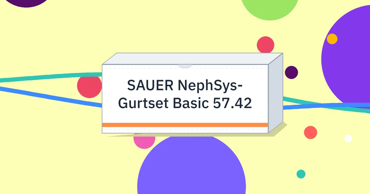 Symbolbild: Packung mit der Aufschrift SAUER NephSys-Gurtset Basic 57.42 (PZN 18181120) – Verfügbarkeit und Bezug in Apotheken in Frankfurt am Main