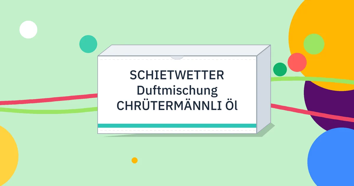 Symbolbild: Packung mit der Aufschrift SCHIETWETTER Duftmischung CHRÜTERMÄNNLI Öl (PZN 08423421) – Verfügbarkeit und Bezug in Apotheken in Frankfurt am Main