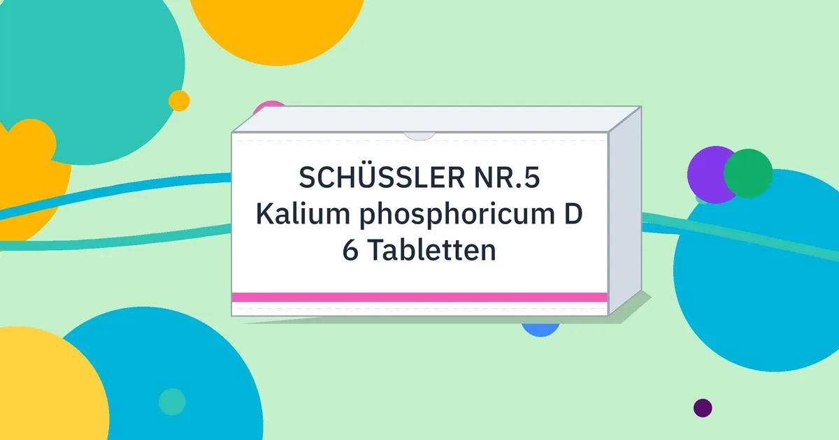 Symbolbild: Packung mit der Aufschrift SCHÜSSLER NR.5 Kalium phosphoricum D 6 Tabletten (PZN 10990558) – Verfügbarkeit und Bezug in Apotheken in Frankfurt am Main