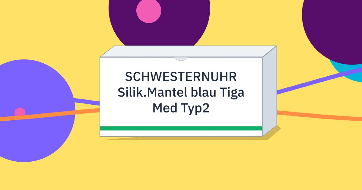 Symbolbild: Packung mit der Aufschrift SCHWESTERNUHR Silik.Mantel blau Tiga Med Typ2 (PZN 09102392) – Verfügbarkeit und Bezug in Apotheken in Frankfurt am Main