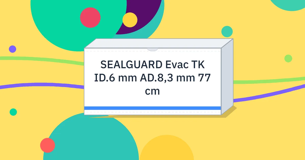 Symbolbild: Packung mit der Aufschrift SEALGUARD Evac TK ID.6 mm AD.8,3 mm 77 cm (PZN 06792901) – Verfügbarkeit und Bezug in Apotheken in Frankfurt am Main