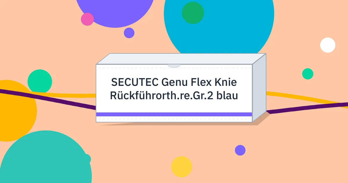 Symbolbild: Packung mit der Aufschrift SECUTEC Genu Flex Knie Rückführorth.re.Gr.2 blau (PZN 18911133) – Verfügbarkeit und Bezug in Apotheken in Frankfurt am Main