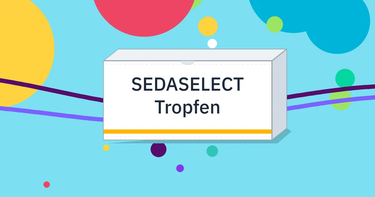 Symbolbild: Packung mit der Aufschrift SEDASELECT Tropfen (PZN 01431802) – Verfügbarkeit und Bezug in Apotheken in Frankfurt am Main