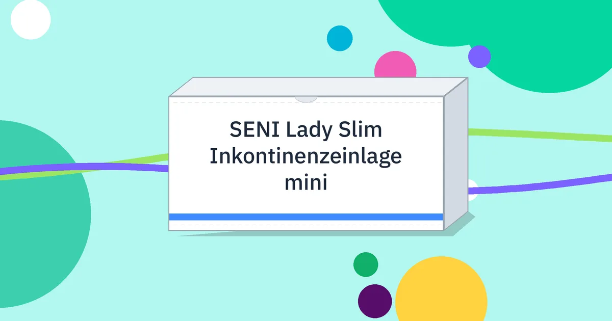 Symbolbild: Packung mit der Aufschrift SENI Lady Slim Inkontinenzeinlage mini (PZN 16617257) – Verfügbarkeit und Bezug in Apotheken in Frankfurt am Main