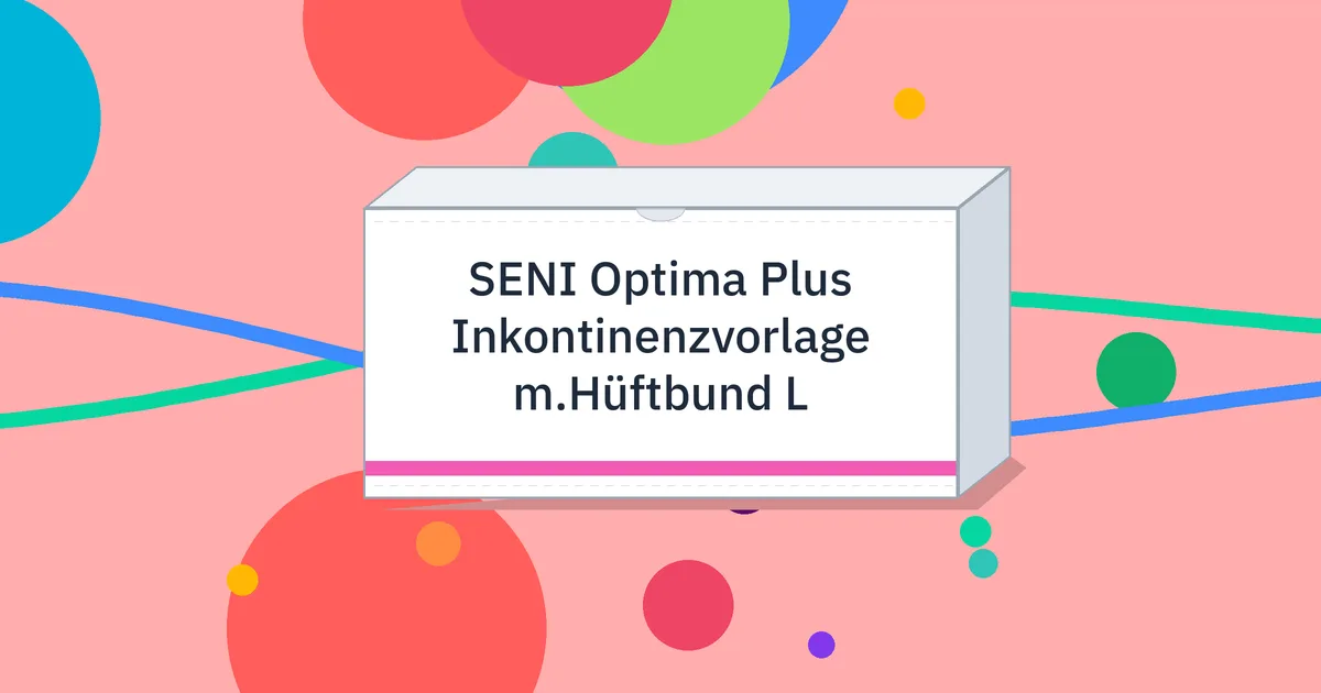 Symbolbild: Packung mit der Aufschrift SENI Optima Plus Inkontinenzvorlage m.Hüftbund L (PZN 01689311) – Verfügbarkeit und Bezug in Apotheken in Frankfurt am Main