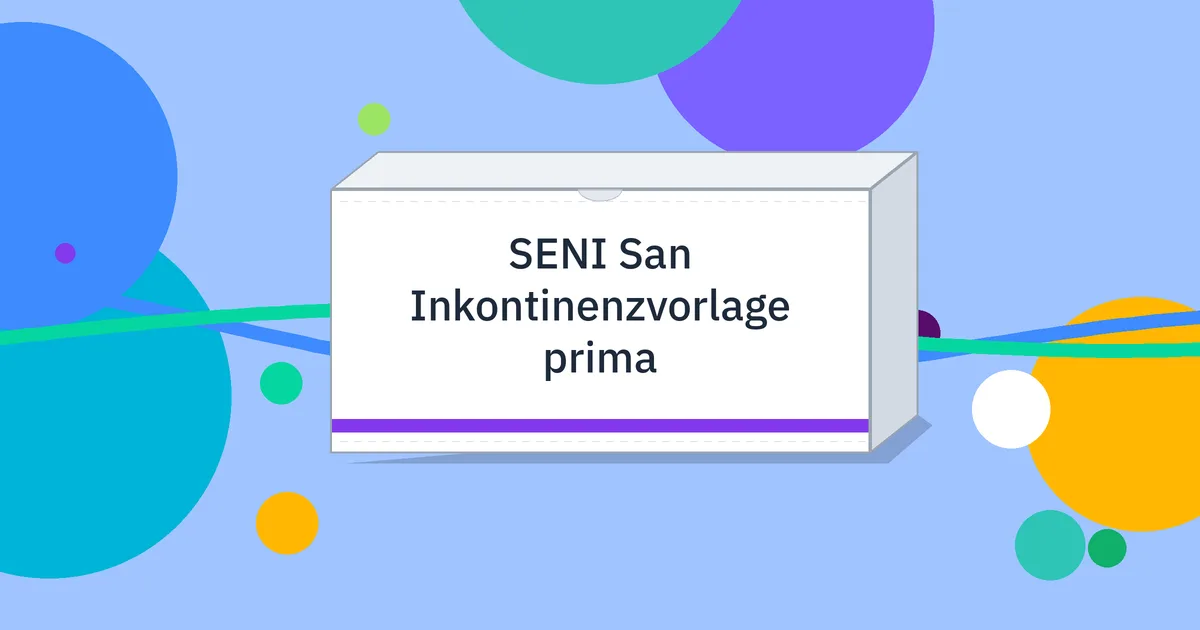 Symbolbild: Packung mit der Aufschrift SENI San Inkontinenzvorlage prima (PZN 18329539) – Verfügbarkeit und Bezug in Apotheken in Frankfurt am Main