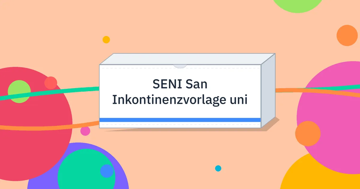 Symbolbild: Packung mit der Aufschrift SENI San Inkontinenzvorlage uni (PZN 18329634) – Verfügbarkeit und Bezug in Apotheken in Frankfurt am Main