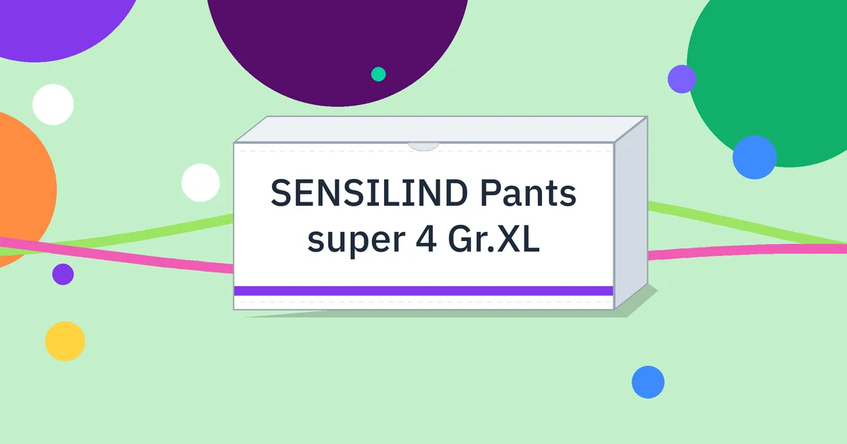 Symbolbild: Packung mit der Aufschrift SENSILIND Pants super 4 Gr.XL (PZN 19713487) – Verfügbarkeit und Bezug in Apotheken in Frankfurt am Main