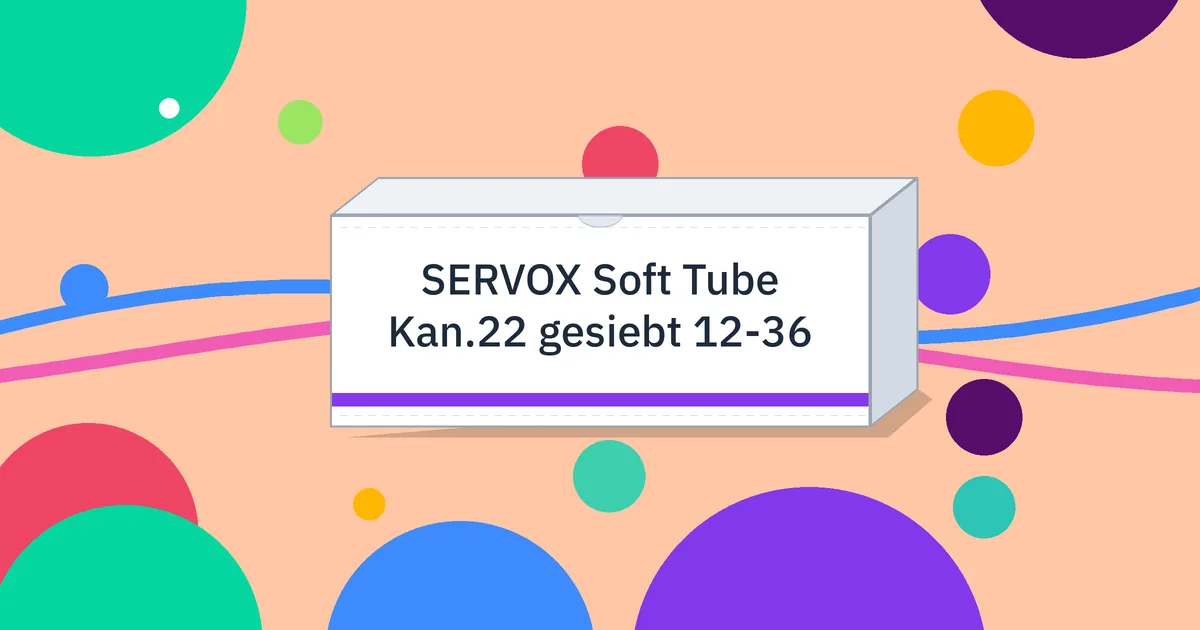 Symbolbild: Packung mit der Aufschrift SERVOX Soft Tube Kan.22 gesiebt 12-36 (PZN 07508776) – Verfügbarkeit und Bezug in Apotheken in Frankfurt am Main