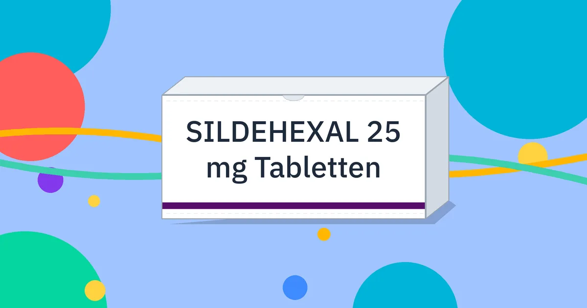 Symbolbild: Packung mit der Aufschrift SILDEHEXAL 25 mg Tabletten (PZN 01541318) – Verfügbarkeit und Bezug in Apotheken in Frankfurt am Main