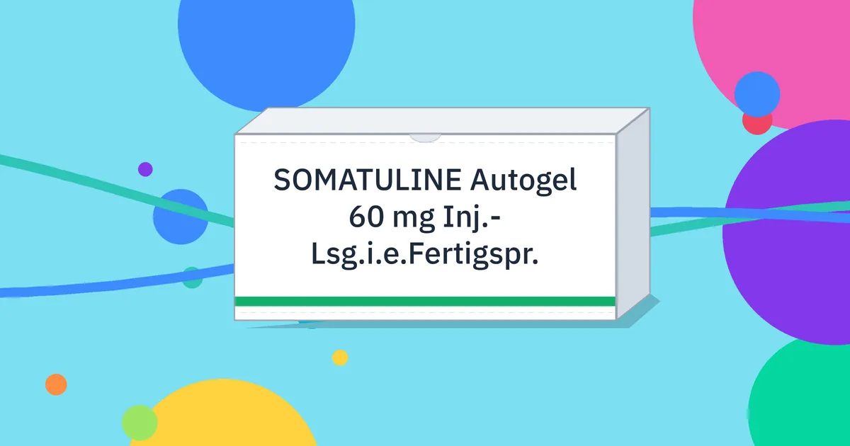 Symbolbild: Packung mit der Aufschrift SOMATULINE Autogel 60 mg Inj.-Lsg.i.e.Fertigspr. (PZN 14241316) – Verfügbarkeit und Bezug in Apotheken in Frankfurt am Main