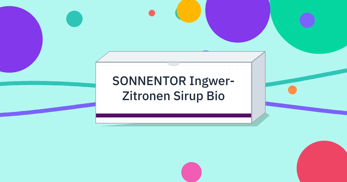 Symbolbild: Packung mit der Aufschrift SONNENTOR Ingwer-Zitronen Sirup Bio (PZN 18902306) – Verfügbarkeit und Bezug in Apotheken in Frankfurt am Main