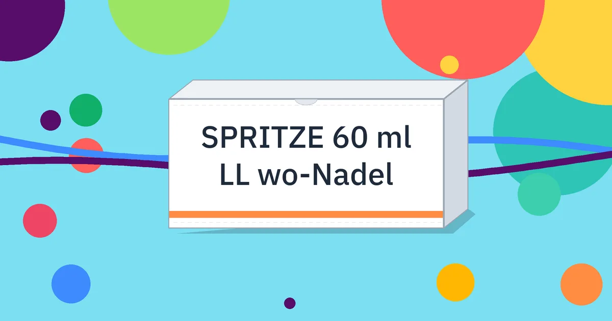 Symbolbild: Packung mit der Aufschrift SPRITZE 60 ml LL wo-Nadel (PZN 10557979) – Verfügbarkeit und Bezug in Apotheken in Frankfurt am Main