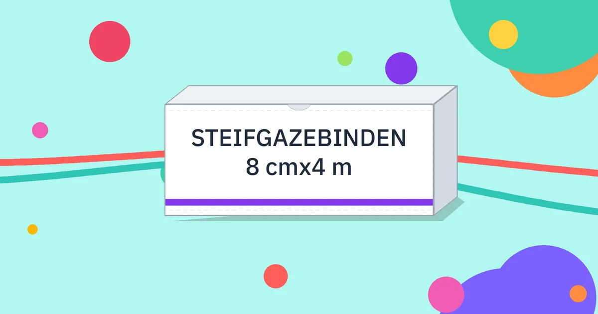 Symbolbild: Packung mit der Aufschrift STEIFGAZEBINDEN 8 cmx4 m (PZN 01720877) – Verfügbarkeit und Bezug in Apotheken in Frankfurt am Main