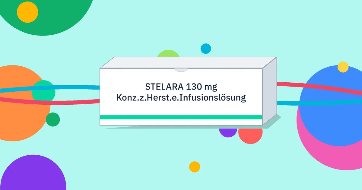 Symbolbild: Packung mit der Aufschrift STELARA 130 mg Konz.z.Herst.e.Infusionslösung (PZN 13424902) – Verfügbarkeit und Bezug in Apotheken in Frankfurt am Main