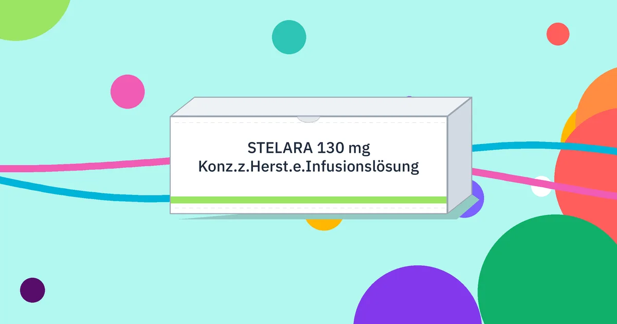 Symbolbild: Packung mit der Aufschrift STELARA 130 mg Konz.z.Herst.e.Infusionslösung (PZN 13824197) – Verfügbarkeit und Bezug in Apotheken in Frankfurt am Main