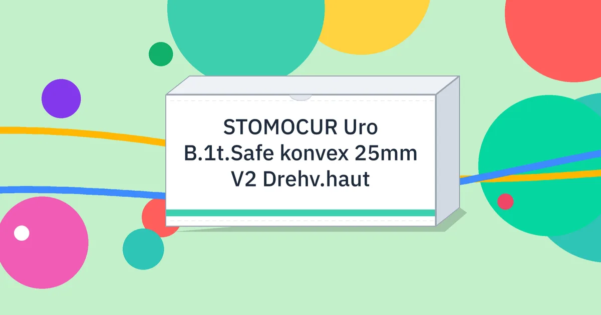 Symbolbild: Packung mit der Aufschrift STOMOCUR Uro B.1t.Safe konvex 25mm V2 Drehv.haut (PZN 17552910) – Verfügbarkeit und Bezug in Apotheken in Frankfurt am Main