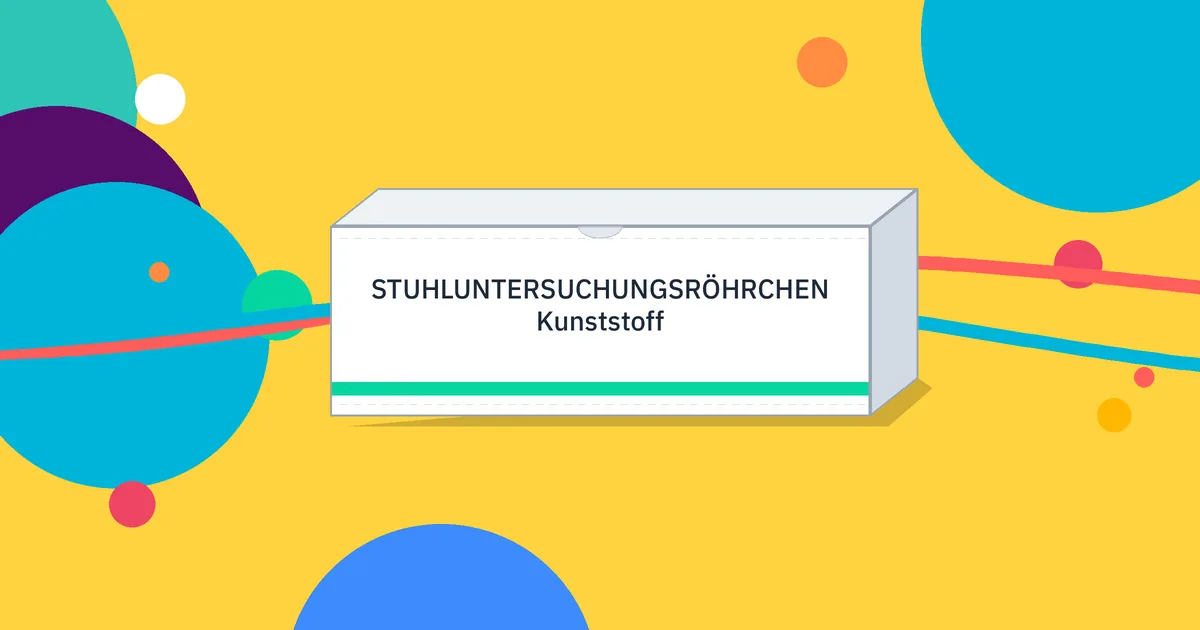 Symbolbild: Packung mit der Aufschrift STUHLUNTERSUCHUNGSRÖHRCHEN Kunststoff (PZN 01040674) – Verfügbarkeit und Bezug in Apotheken in Frankfurt am Main