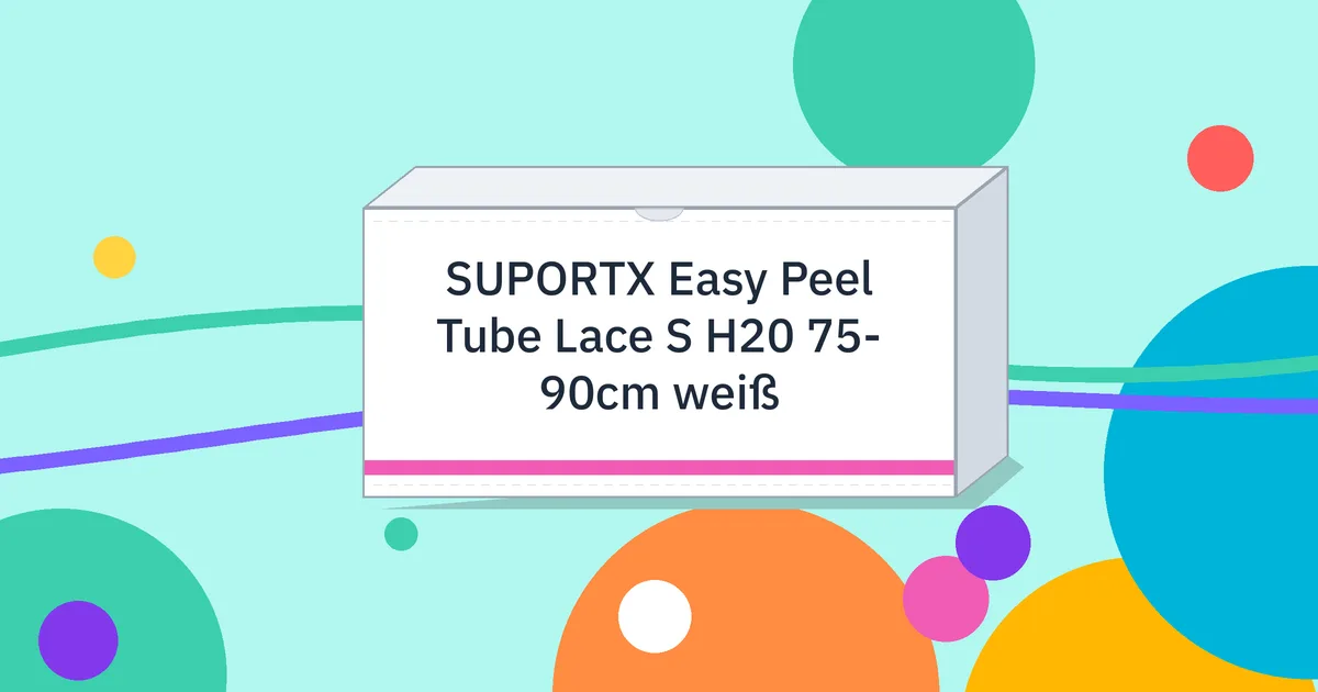 Symbolbild: Packung mit der Aufschrift SUPORTX Easy Peel Tube Lace S H20 75-90cm weiß (PZN 10125636) – Verfügbarkeit und Bezug in Apotheken in Frankfurt am Main