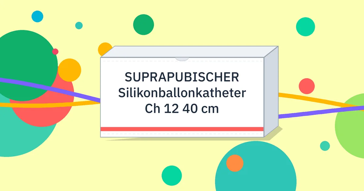 Symbolbild: Packung mit der Aufschrift SUPRAPUBISCHER Silikonballonkatheter Ch 12 40 cm (PZN 04711985) – Verfügbarkeit und Bezug in Apotheken in Frankfurt am Main