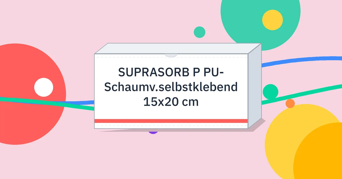 Symbolbild: Packung mit der Aufschrift SUPRASORB P PU-Schaumv.selbstklebend 15x20 cm (PZN 19064770) – Verfügbarkeit und Bezug in Apotheken in Frankfurt am Main