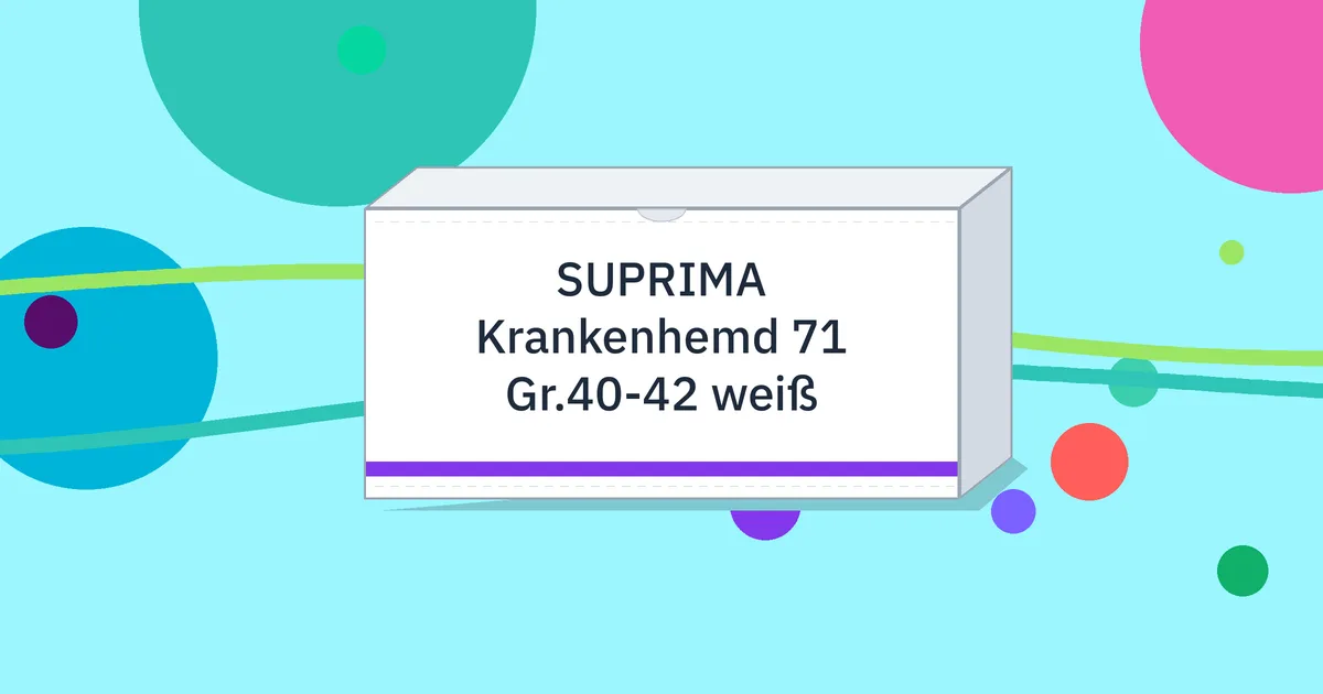 Symbolbild: Packung mit der Aufschrift SUPRIMA Krankenhemd 71 Gr.40-42 weiß (PZN 07671393) – Verfügbarkeit und Bezug in Apotheken in Frankfurt am Main