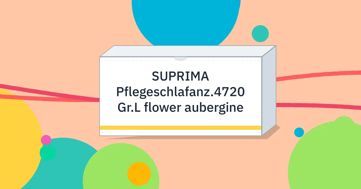 Symbolbild: Packung mit der Aufschrift SUPRIMA Pflegeschlafanz.4720 Gr.L flower aubergine (PZN 17314487) – Verfügbarkeit und Bezug in Apotheken in Frankfurt am Main