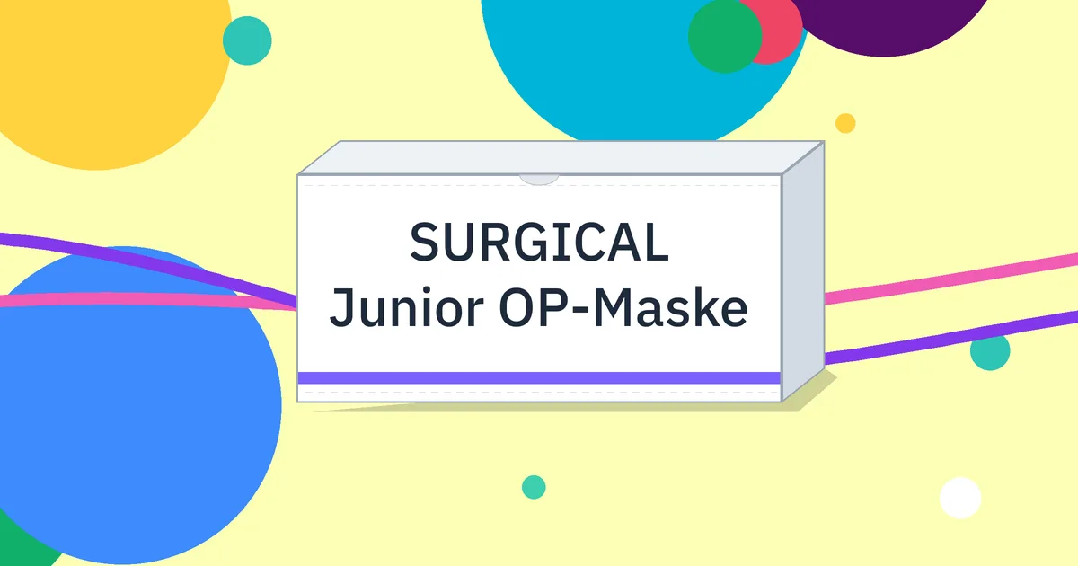 Symbolbild: Packung mit der Aufschrift SURGICAL Junior OP-Maske (PZN 07704632) – Verfügbarkeit und Bezug in Apotheken in Frankfurt am Main