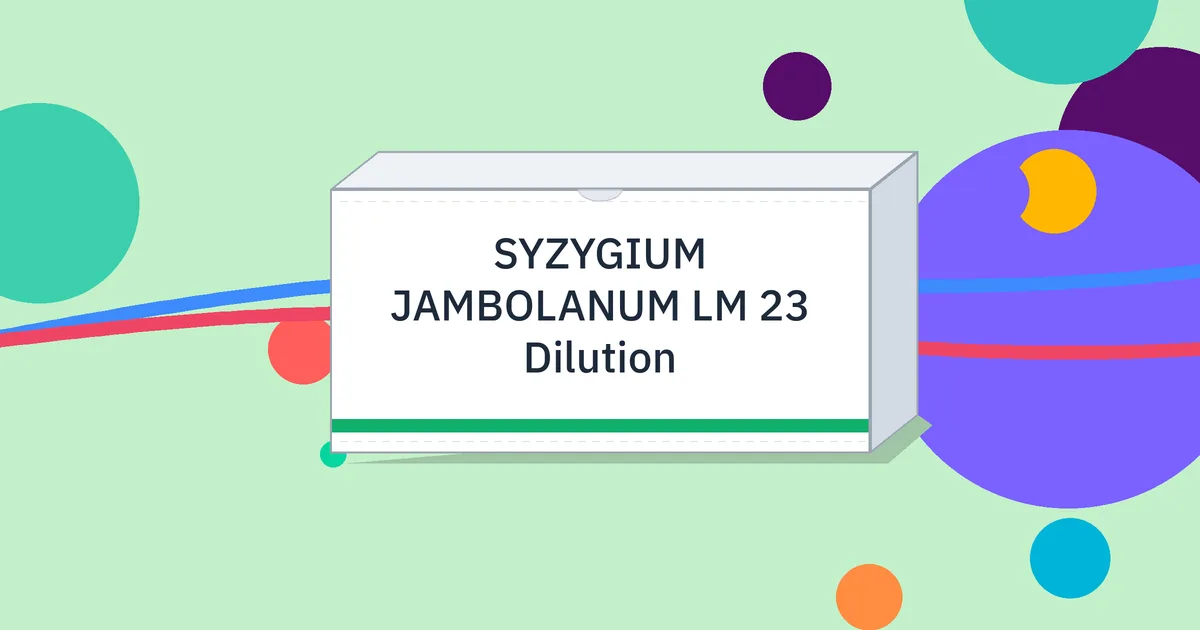 Symbolbild: Packung mit der Aufschrift SYZYGIUM JAMBOLANUM LM 23 Dilution (PZN 13212287) – Verfügbarkeit und Bezug in Apotheken in Frankfurt am Main