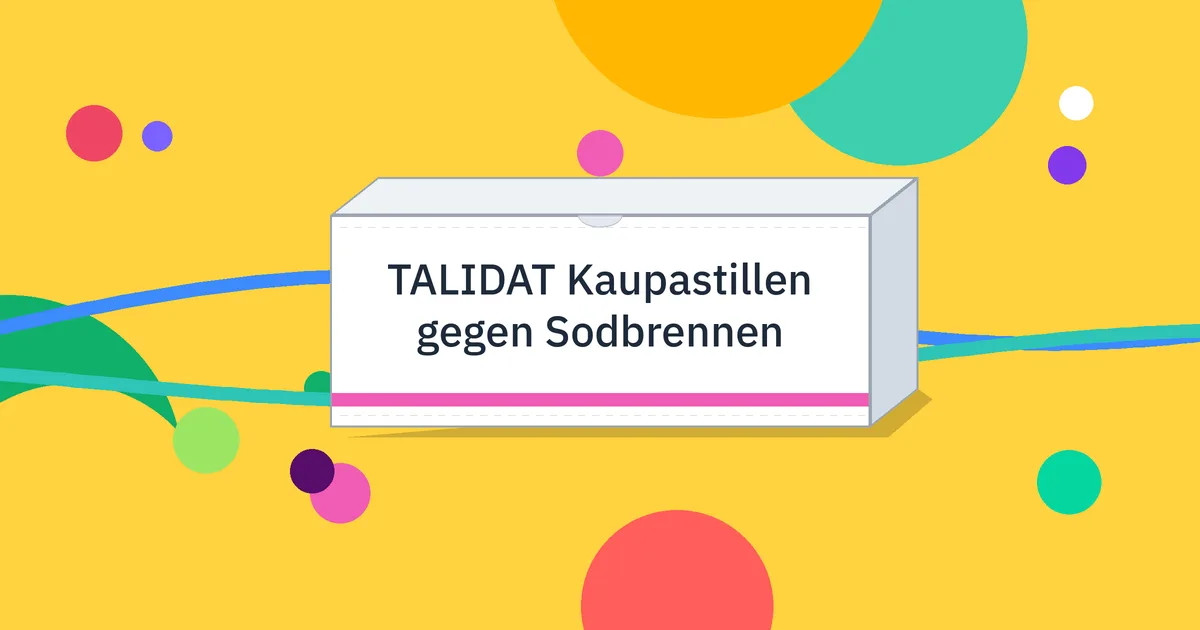 Symbolbild: Packung mit der Aufschrift TALIDAT Kaupastillen gegen Sodbrennen (PZN 07270524) – Verfügbarkeit und Bezug in Apotheken in Frankfurt am Main