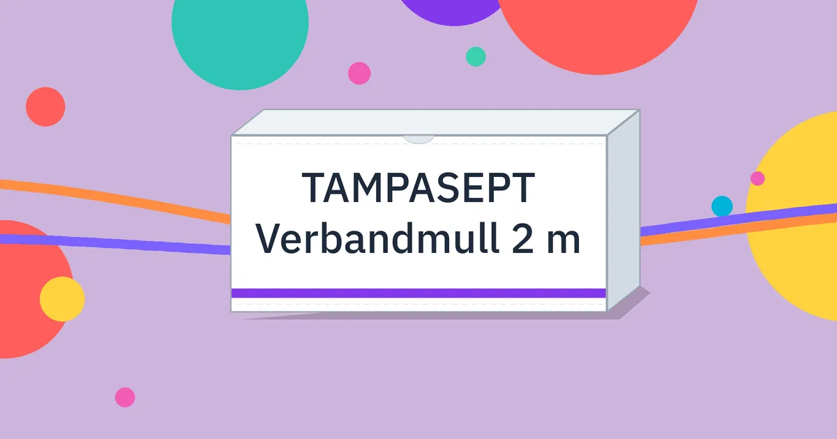 Symbolbild: Packung mit der Aufschrift TAMPASEPT Verbandmull 2 m (PZN 06188720) – Verfügbarkeit und Bezug in Apotheken in Frankfurt am Main