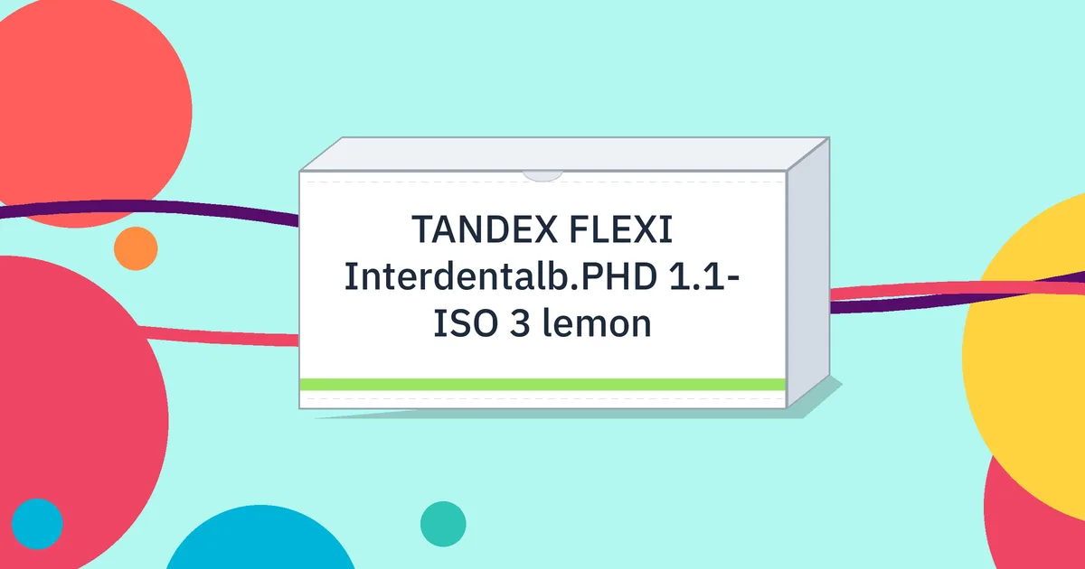 Symbolbild: Packung mit der Aufschrift TANDEX FLEXI Interdentalb.PHD 1.1-ISO 3 lemon (PZN 16855442) – Verfügbarkeit und Bezug in Apotheken in Frankfurt am Main