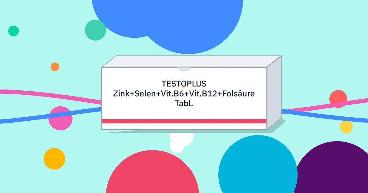 Symbolbild: Packung mit der Aufschrift TESTOPLUS Zink+Selen+Vit.B6+Vit.B12+Folsäure Tabl. (PZN 16731993) – Verfügbarkeit und Bezug in Apotheken in Frankfurt am Main