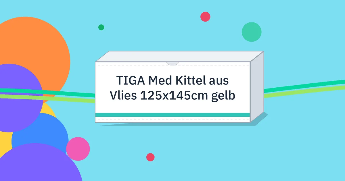Symbolbild: Packung mit der Aufschrift TIGA Med Kittel aus Vlies 125x145cm gelb (PZN 06839471) – Verfügbarkeit und Bezug in Apotheken in Frankfurt am Main