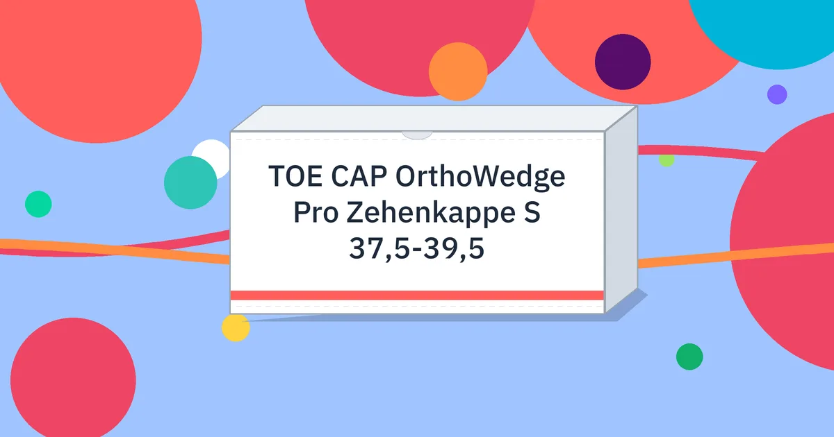 Symbolbild: Packung mit der Aufschrift TOE CAP OrthoWedge Pro Zehenkappe S 37,5-39,5 (PZN 19669355) – Verfügbarkeit und Bezug in Apotheken in Frankfurt am Main