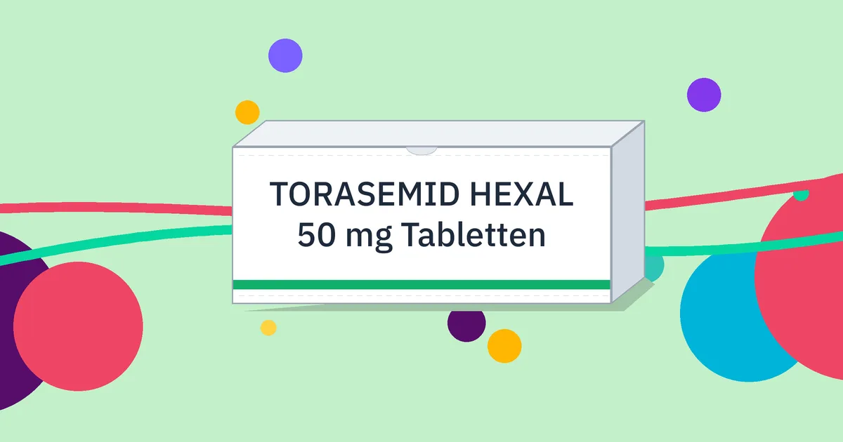 Symbolbild: Packung mit der Aufschrift TORASEMID HEXAL 50 mg Tabletten (PZN 03650342) – Verfügbarkeit und Bezug in Apotheken in Frankfurt am Main
