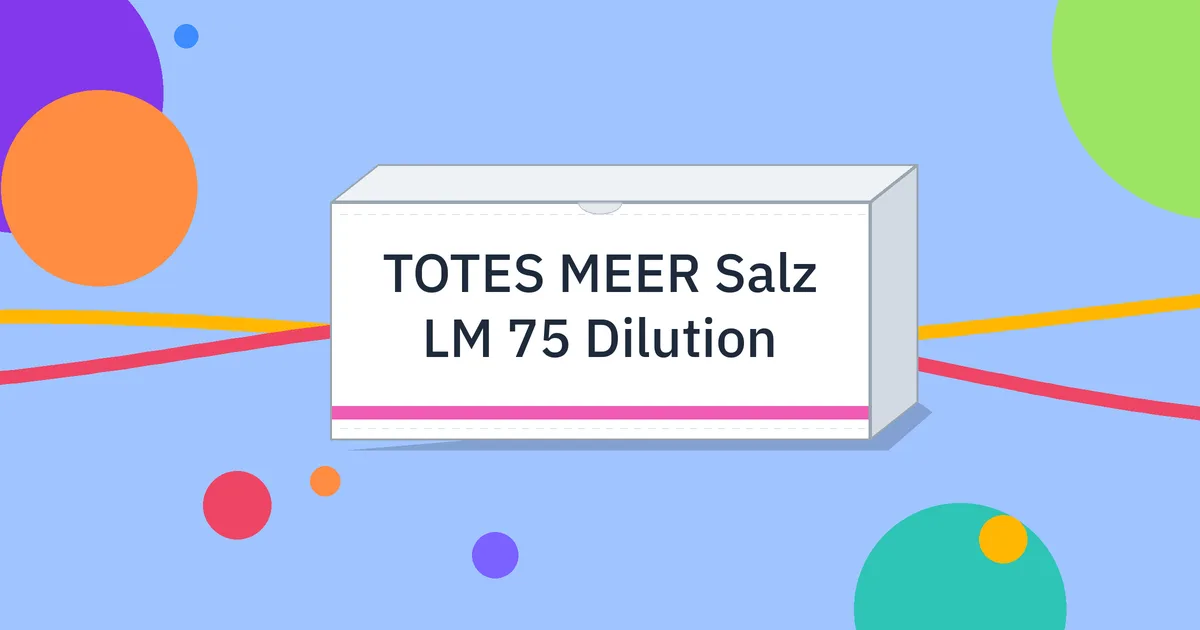 Symbolbild: Packung mit der Aufschrift TOTES MEER Salz LM 75 Dilution (PZN 13226444) – Verfügbarkeit und Bezug in Apotheken in Frankfurt am Main